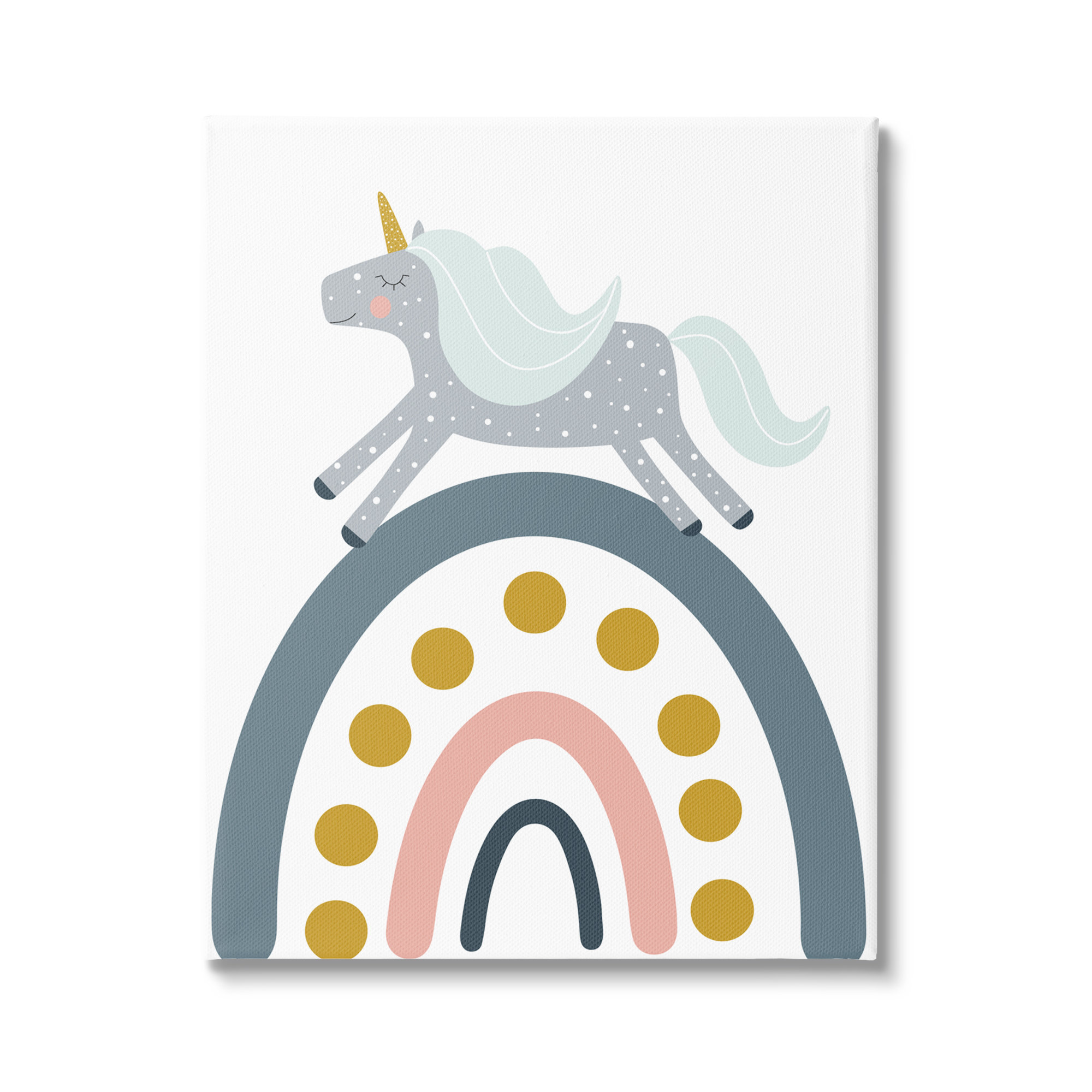 Isabelle & Max™ Neutral Unicorn Over Rainbow On Canvas by Alina Sagirova Print | Wayfair